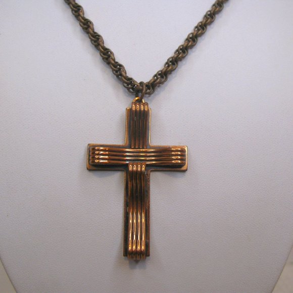 Vintage | Jewelry | Vintage Copper Chunky Cross Necklace 2 L | Poshmark